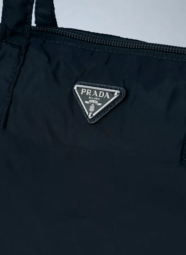 Prada Saffiano Leather Pendant With Re-nylon Tote Bag