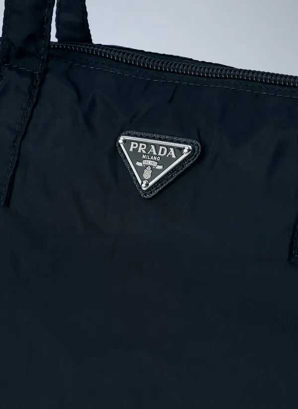 Prada Saffiano Leather Pendant With Re-nylon Tote Bag