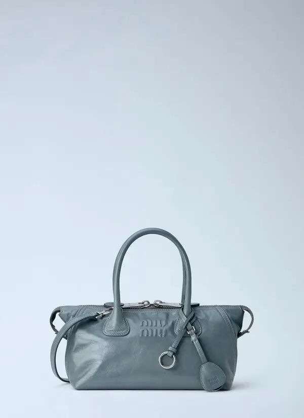 Miu Miu Leather Top Handle Bag - Gray