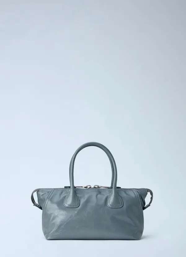 Miu Miu Leather Top Handle Bag - Gray