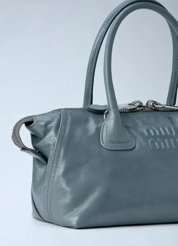 Miu Miu Leather Top Handle Bag - Gray