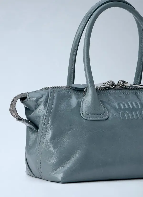 Miu Miu Leather Top Handle Bag - Gray