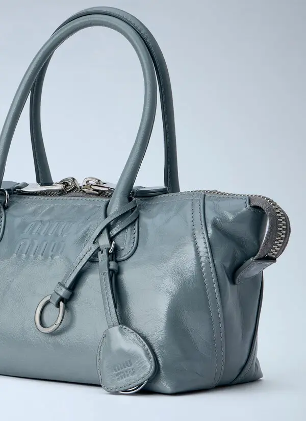 Miu Miu Leather Top Handle Bag - Gray