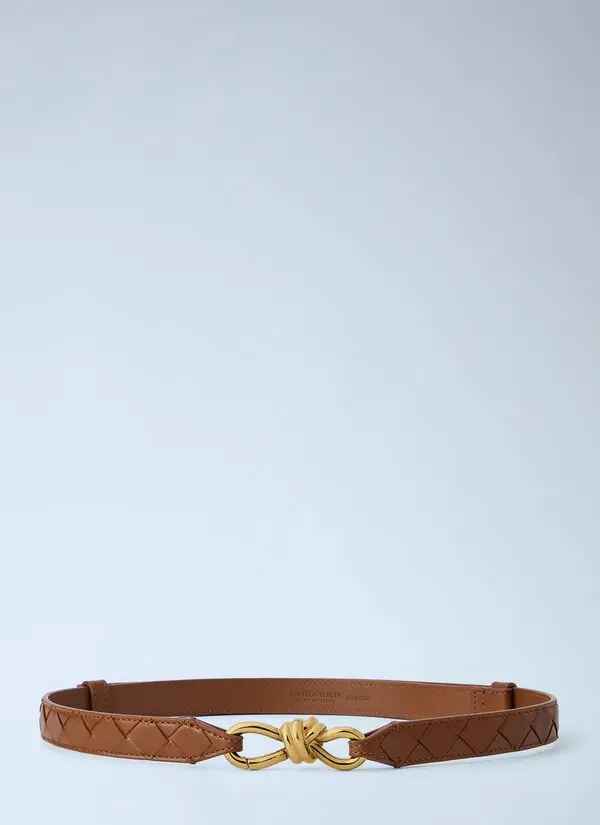 Bottega Veneta Quilted Leather Belt With Knot Buckle - Cream