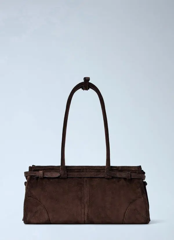 Prada Medium Bonnie Suede Leather Handbag - Brown