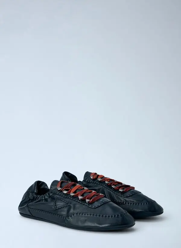 Prada Collapse Antiqued Nappa Leather Sneakers