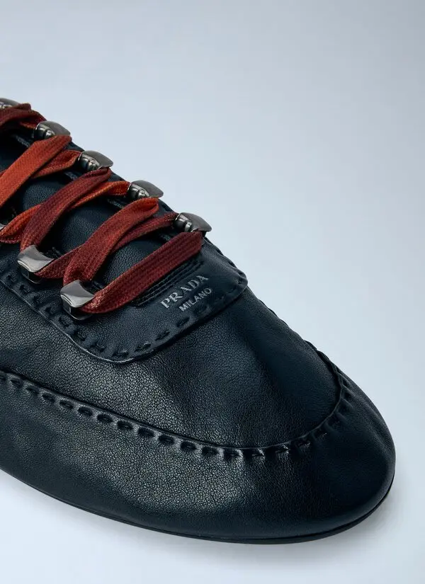 Prada Collapse Antiqued Nappa Leather Sneakers