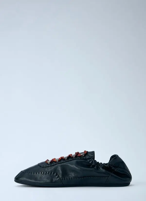 Prada Collapse Antiqued Nappa Leather Sneakers
