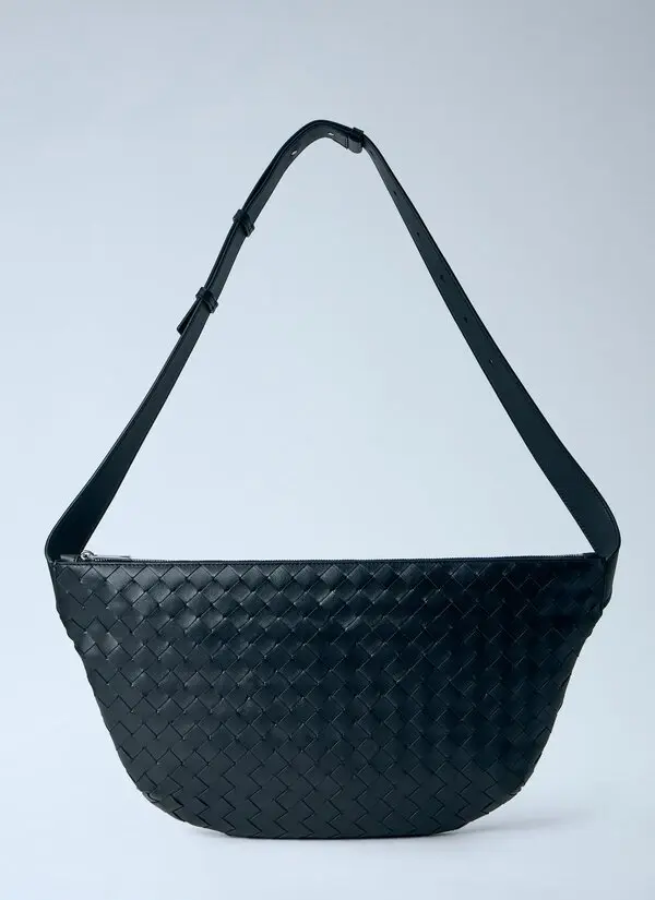 Bottega Veneta Intrecciato Leather Crossbody Bag - Black
