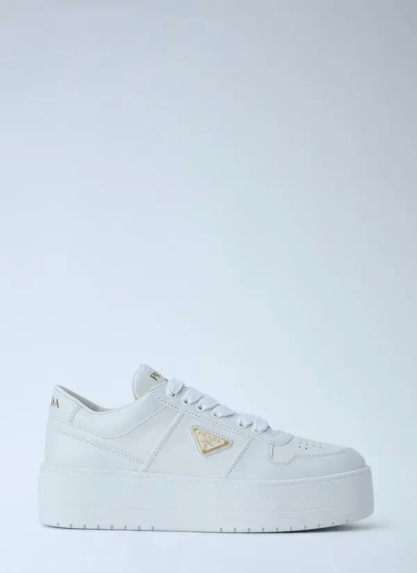 Prada Downtown Bold Leather Sneakers - White