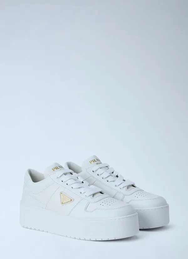 Prada Downtown Bold Leather Sneakers - White