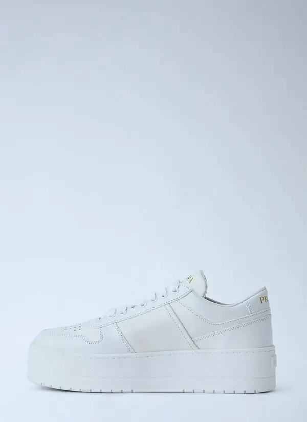 Prada Downtown Bold Leather Sneakers - White