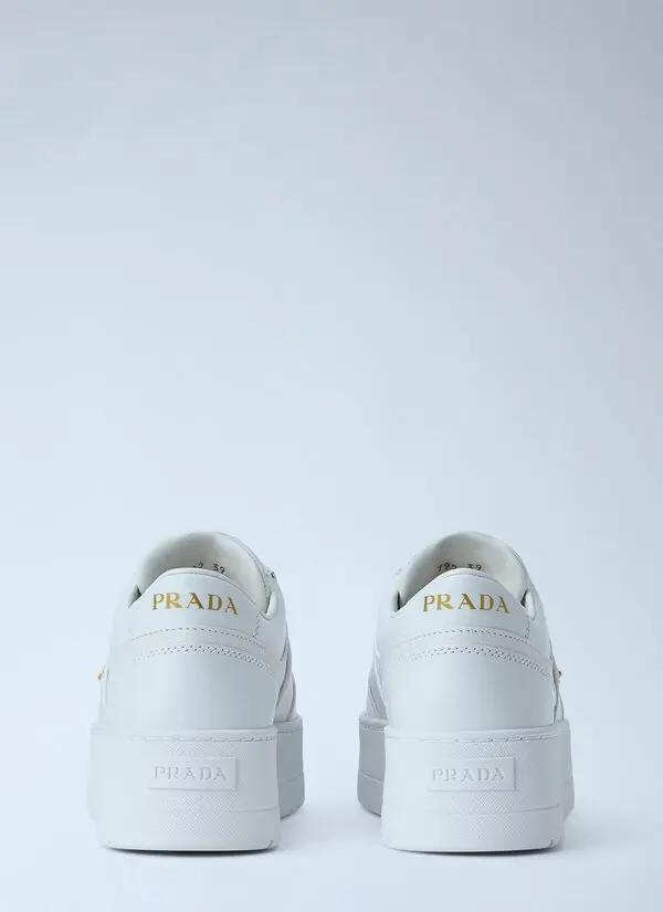 Prada Downtown Bold Leather Sneakers - White