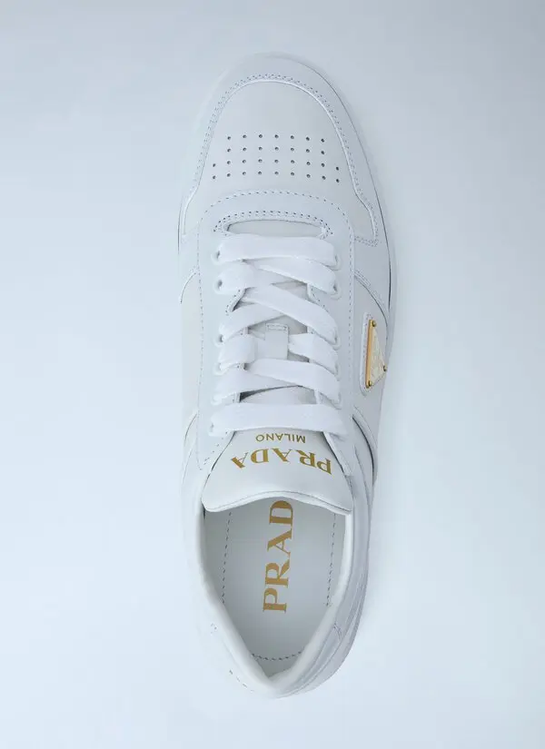 Prada Downtown Bold Leather Sneakers - White