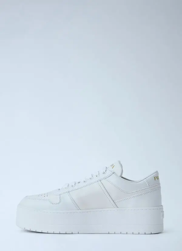 Prada Downtown Bold Leather Sneakers - White