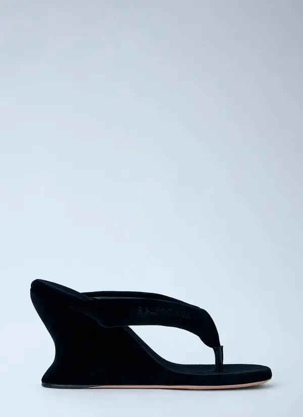 Balenciaga Gaeta Wedge Thong Sandals - Black