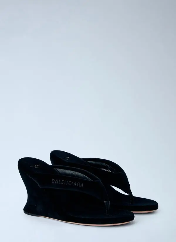 Balenciaga Gaeta Wedge Thong Sandals - Black
