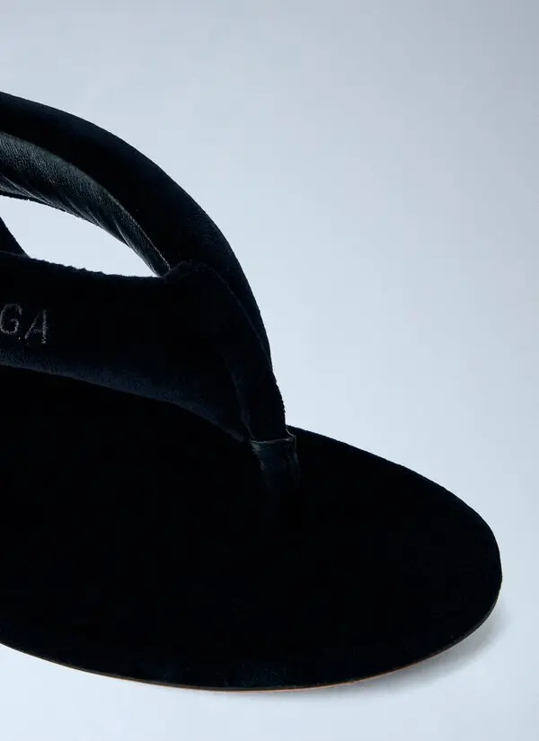 Balenciaga Gaeta Wedge Thong Sandals - Black