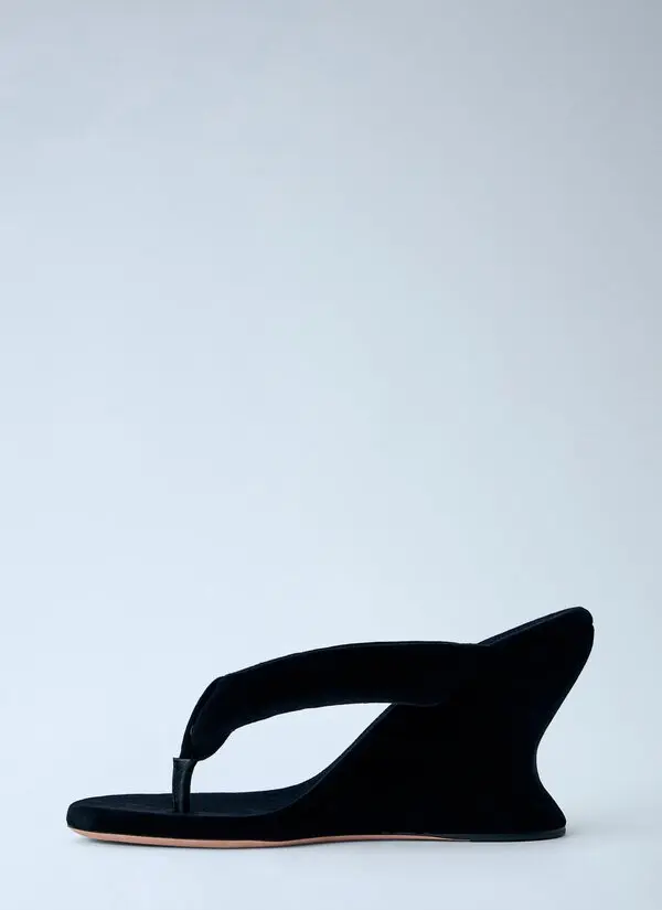 Balenciaga Gaeta Wedge Thong Sandals - Black