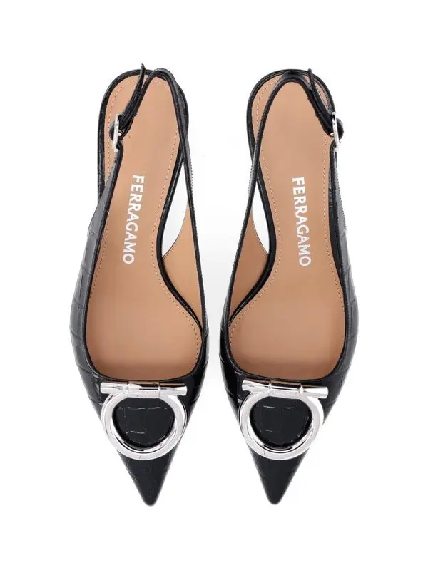 FERRAGAMO Slingback Maxi Gancini - Black