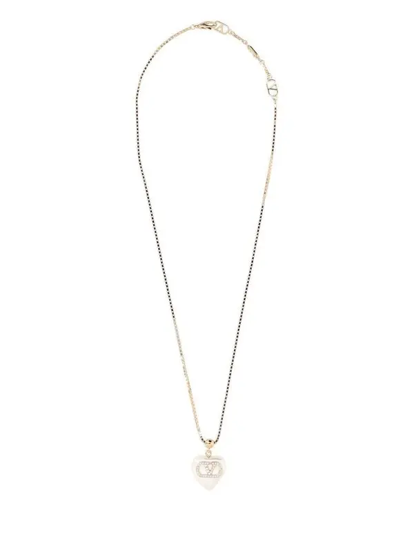 Valentino Garavani Vlogo Signature Heart Pendant Necklace - Gold