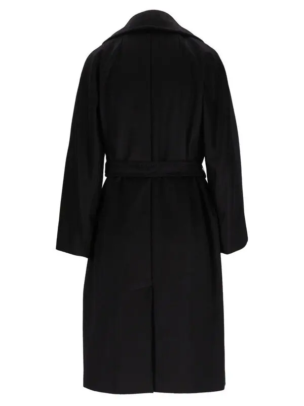 Max Mara Resina Drap Wool Long Coat Double Breast - Black