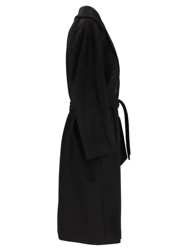 Max Mara Resina Drap Wool Long Coat Double Breast - Black