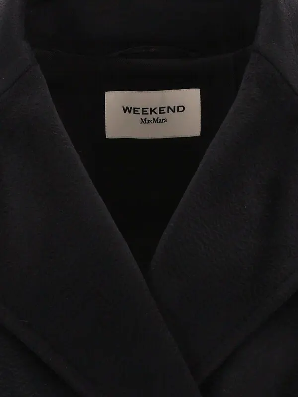 Max Mara Resina Drap Wool Long Coat Double Breast - Black