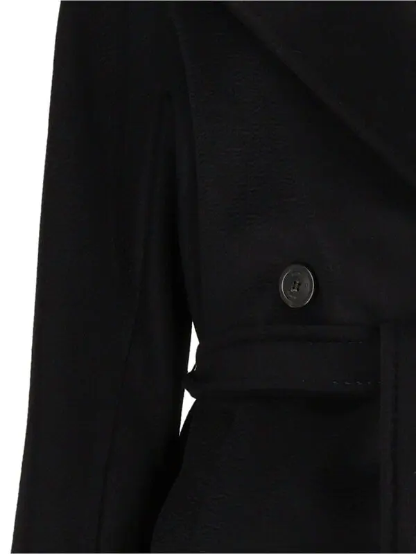 Max Mara Resina Drap Wool Long Coat Double Breast - Black