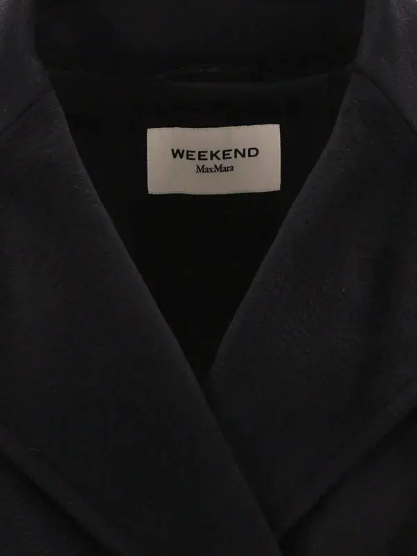 Max Mara Resina Drap Wool Long Coat Double Breast - Black