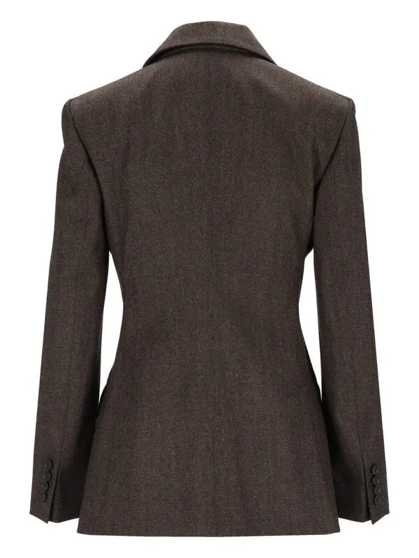 Max Mara Fitted Blazer In Denim-effect Wool - Brown