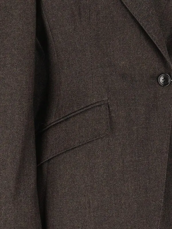 Max Mara Fitted Blazer In Denim-effect Wool - Brown