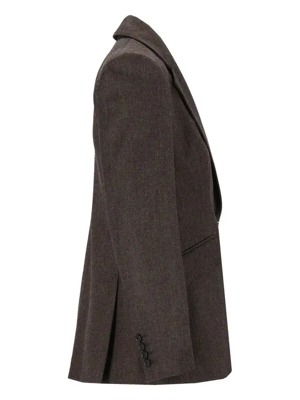 Max Mara Fitted Blazer In Denim-effect Wool - Brown