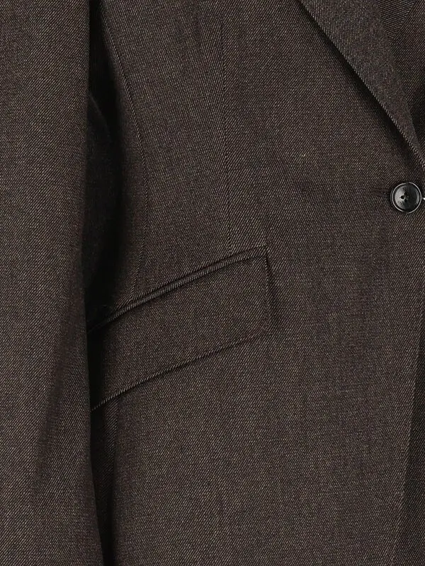 Max Mara Fitted Blazer In Denim-effect Wool - Brown