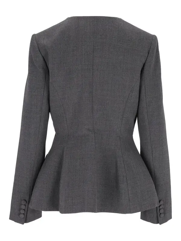 SELF-PORTRAIT Collarless Jacket - Gray