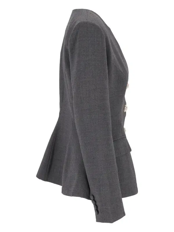 SELF-PORTRAIT Collarless Jacket - Gray