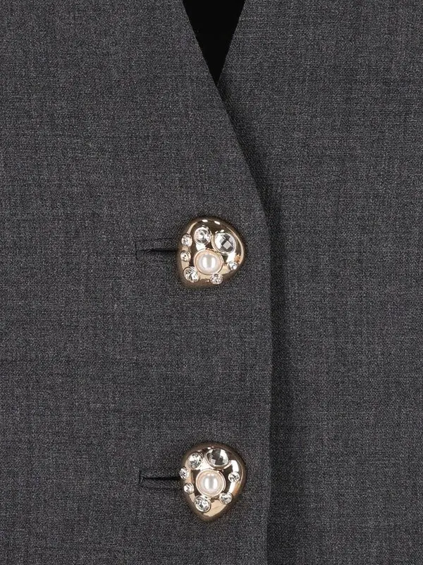 SELF-PORTRAIT Collarless Jacket - Gray