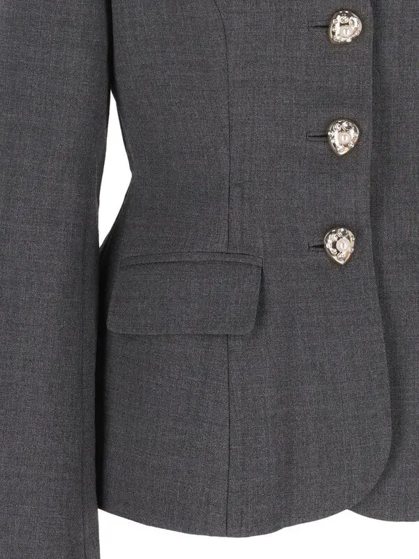 SELF-PORTRAIT Collarless Jacket - Gray