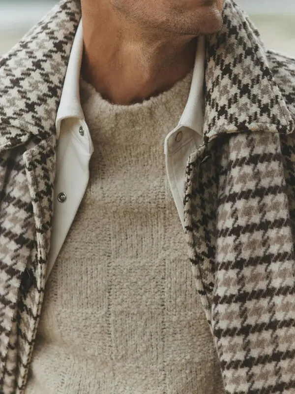 REISS Christem Wool Houndstooth-check Belted Overcoat