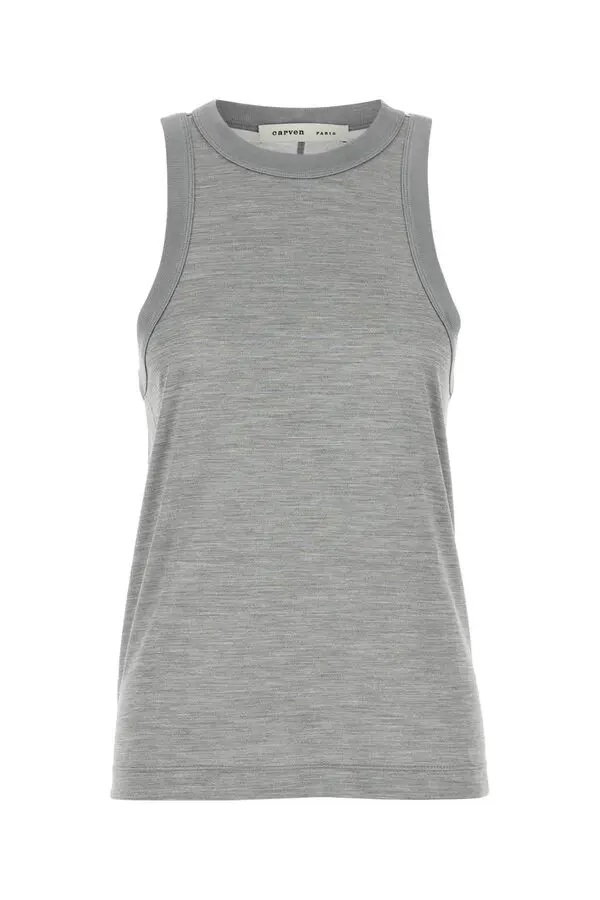 Carven Grey Silk Tank Top