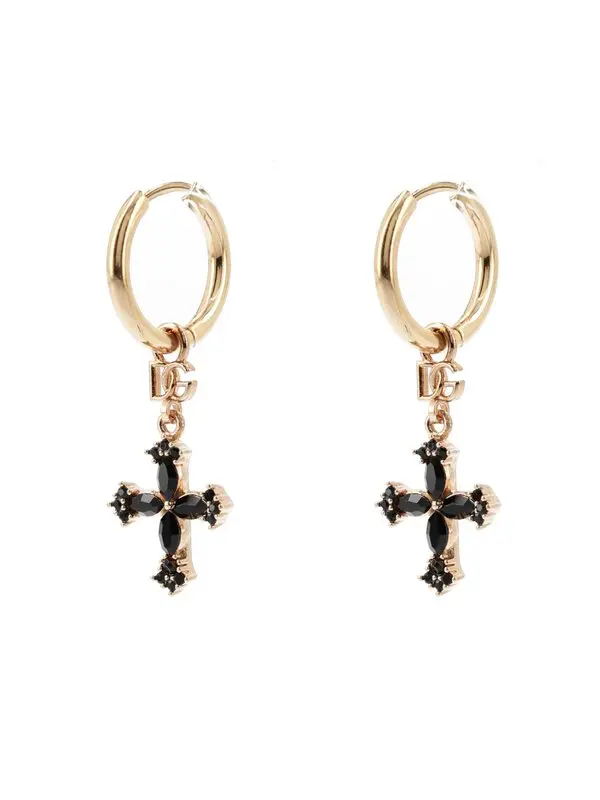 Dolce & Gabbana Orecchini Creola Con Croci E Strass