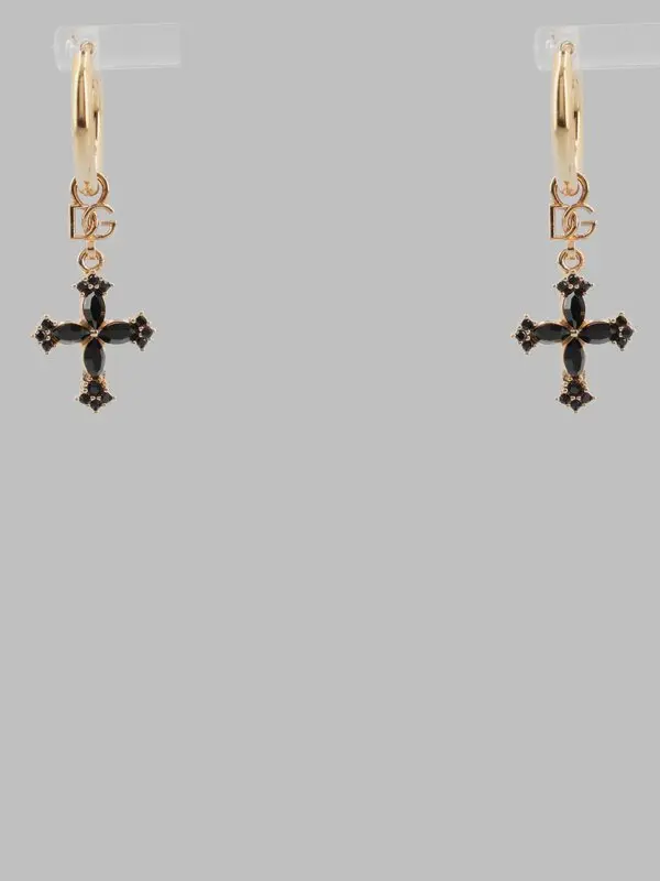 Dolce & Gabbana Orecchini Creola Con Croci E Strass