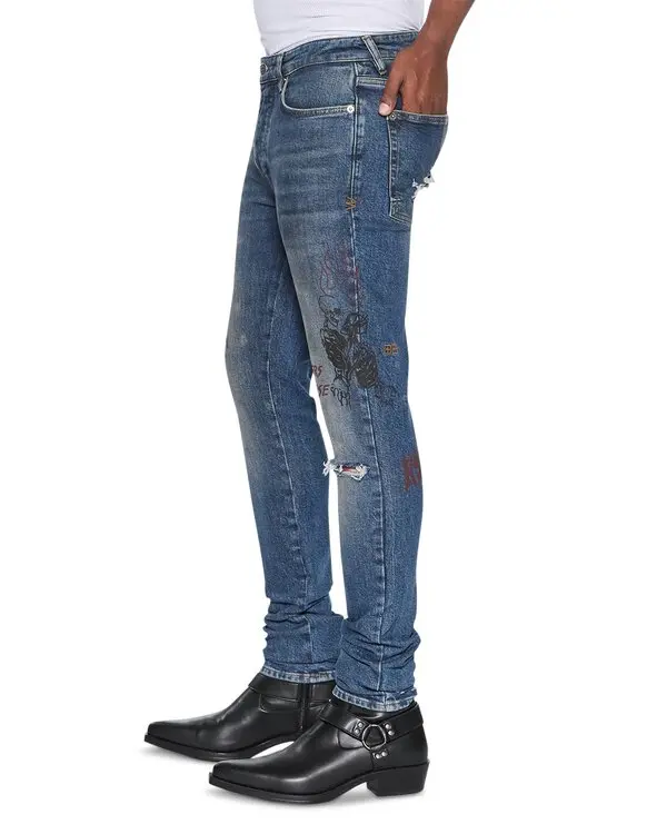 Ksubi Van Winkle Cotton Blend Billy Blue Skool Skinny 33 Jeans