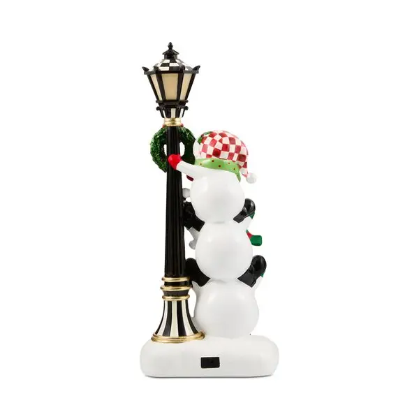 MACKENZIE-CHILDS Illuminated Snowman Lamppost Figurine