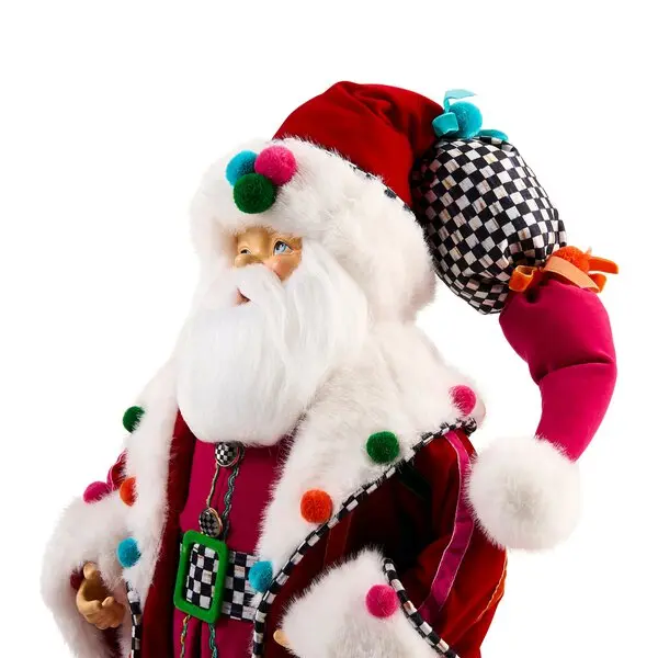 MACKENZIE-CHILDS Confetti Christmas Fabric Santa Figure