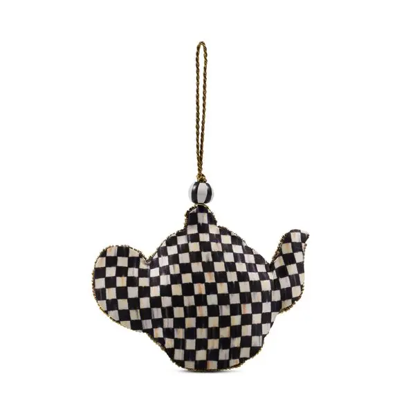 MACKENZIE-CHILDS Cherry Check Teapot Beaded Ornament