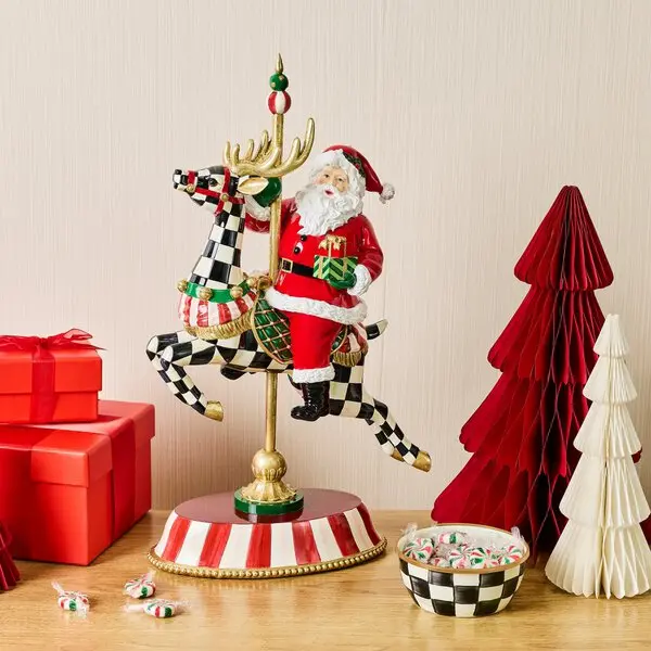 MACKENZIE-CHILDS Carousel Santa Figurine