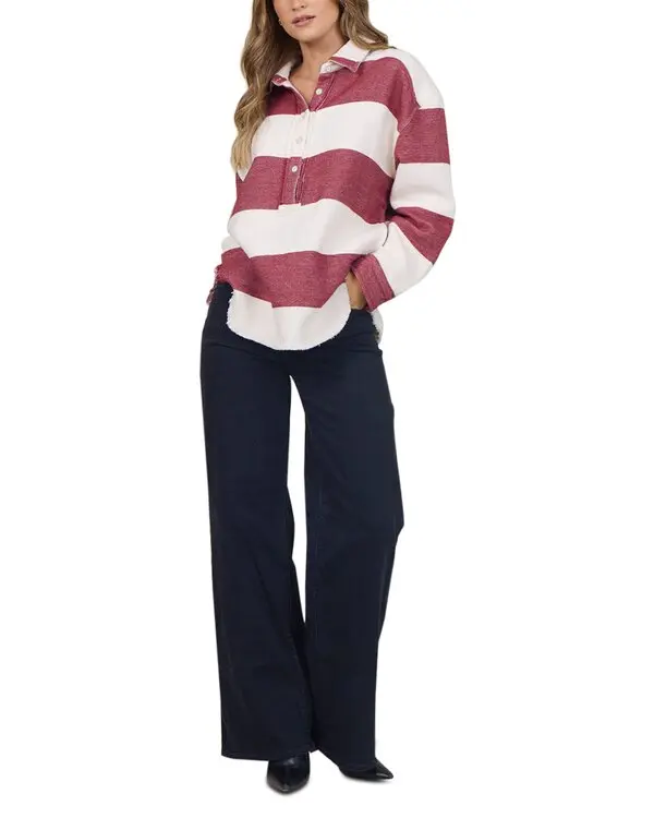 Vintage Havana Buffalo Stripe Collared Cotton Top