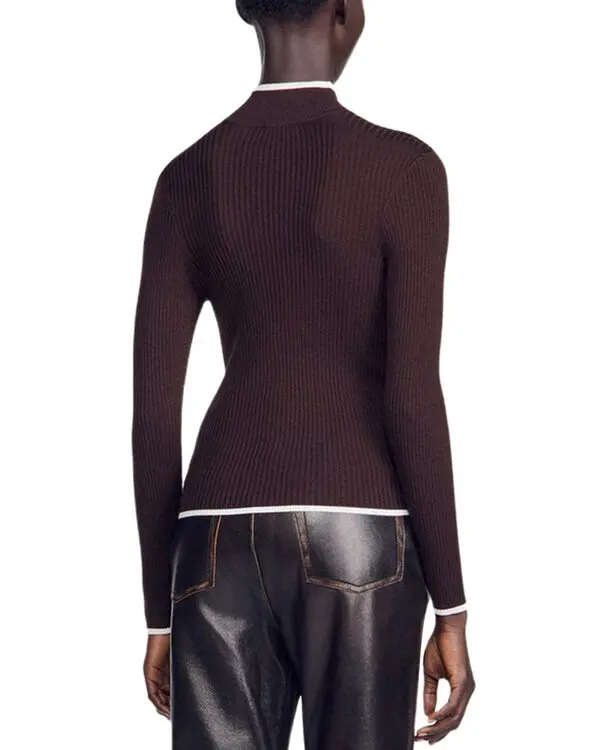 Sandro Cole Wool & Silk Ribbed Sweater