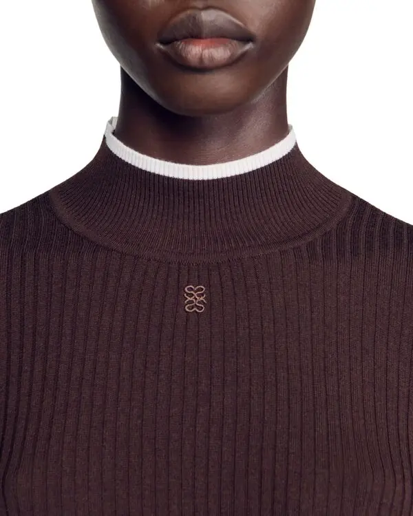 Sandro Cole Wool & Silk Ribbed Sweater